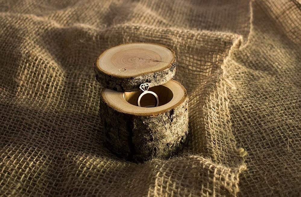 Amazon.com: Proposal ring box - Rustic tree log ring box - Ring box ...