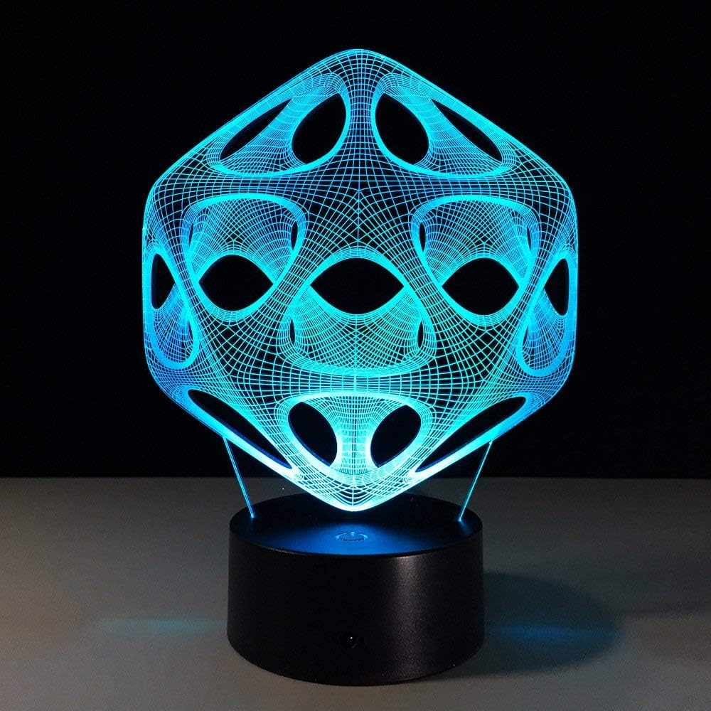 Abstract Graphics Loop 3D Visual Lamp Ilusión óptica Led Night Light, 7 ...