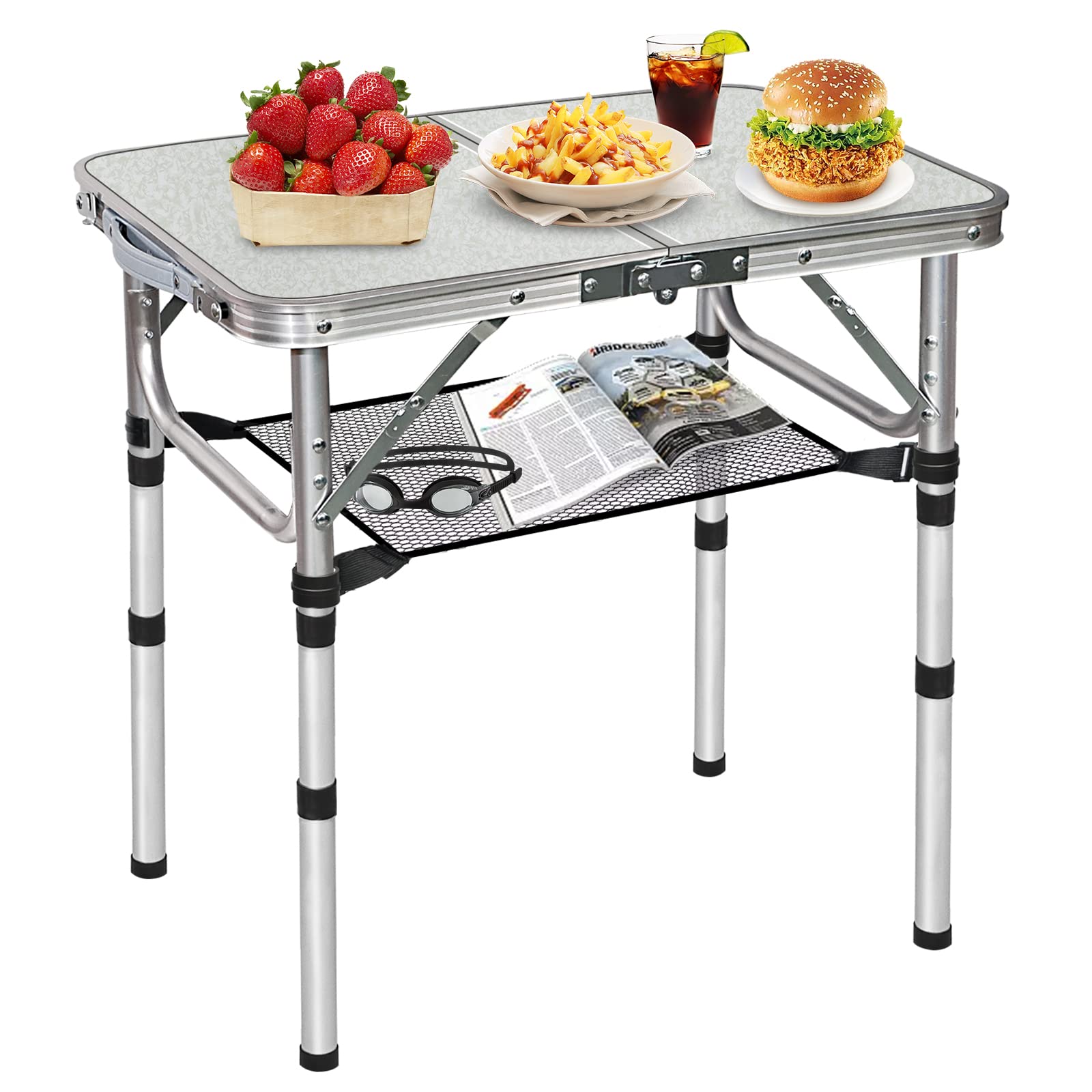 Mua Small Folding Camping Table, Aluminum 3 Adjustable Height Foldable ...