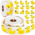 Amazon.com: 1200 Pcs Duck Stickers Cute Rubber Yellow Ducks Roll ...