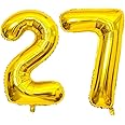 Amazon.com: Gold 27 Number Balloons, 40 Inch Giant Number 27 Balloons ...