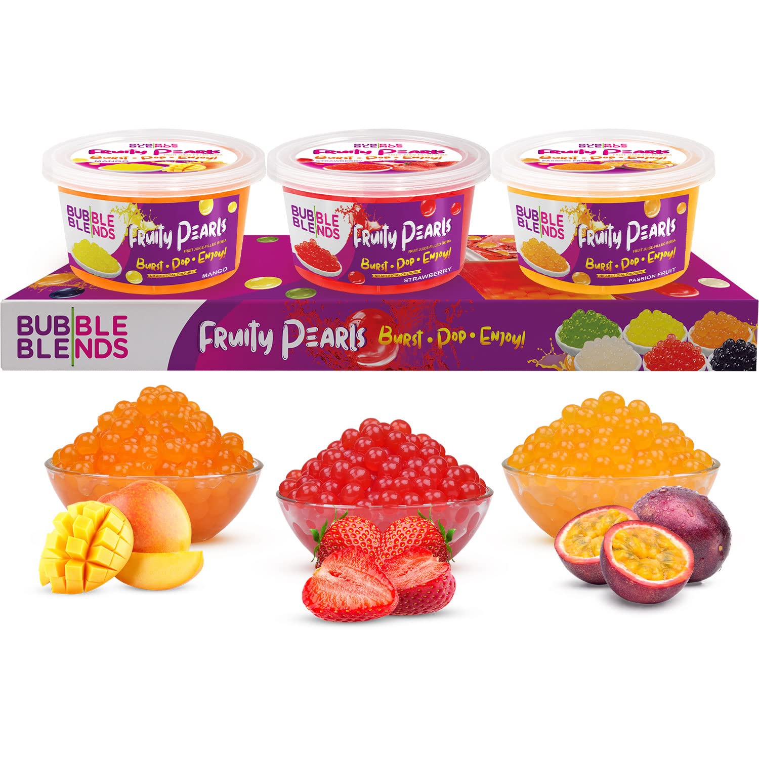 Mua Bubble Blends Mango, Passion Fruit, Strawberry Popping Boba Variety ...