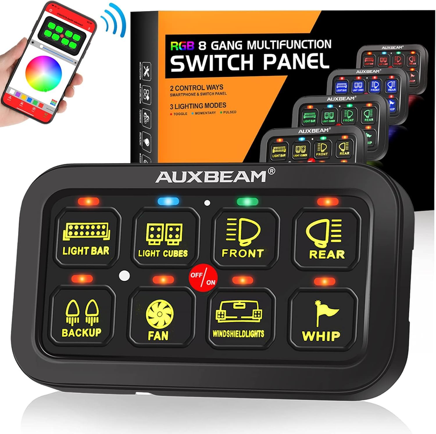 Mua Auxbeam 8 Gang Switch Panel RGB AR-800 Toggle Momentary Pulsed ...