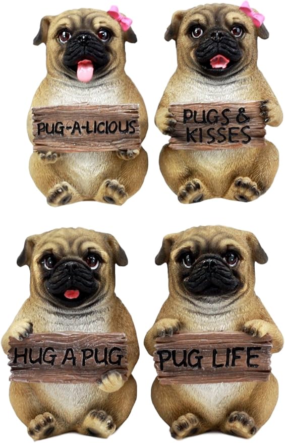 Amazon.com: Ebros The Pug Life Adorable Chubby Pugs Holding Signs ...