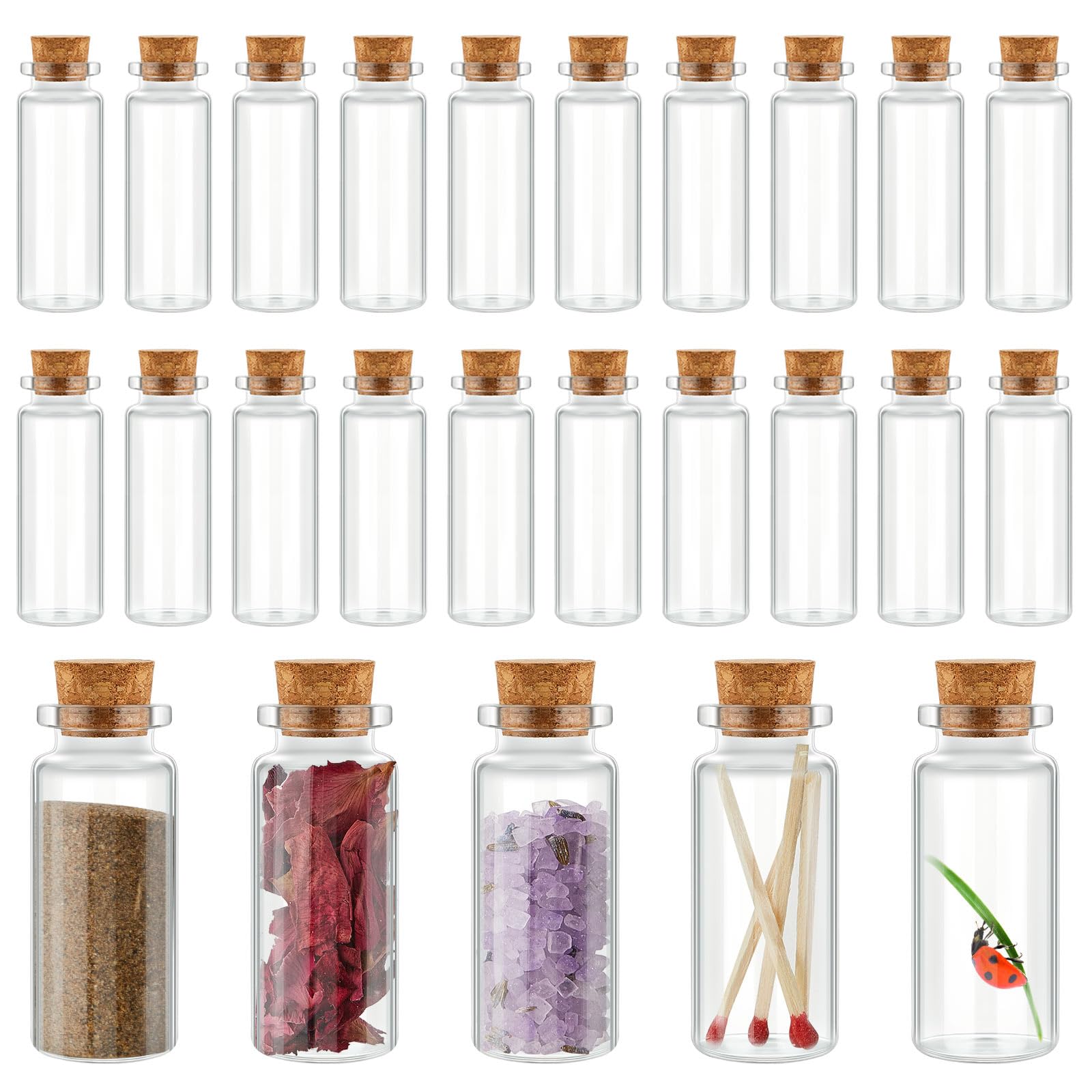 Patelai 24 Pack Small Glass Jars with Cork Stoppers Mini Potion Bottles ...