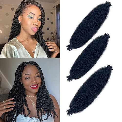 Springy Afro Twist Hair 18 Inch 3 Packs Marley Hair Pre-fluffed Spring ...