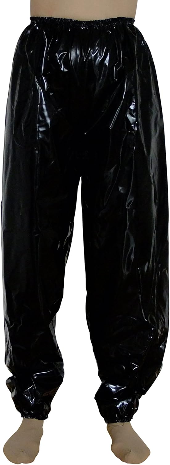 Schwarz Schweren PVC Hosen Jogging Bottoms Sweat Pants Plastic Vinyl 3 ...