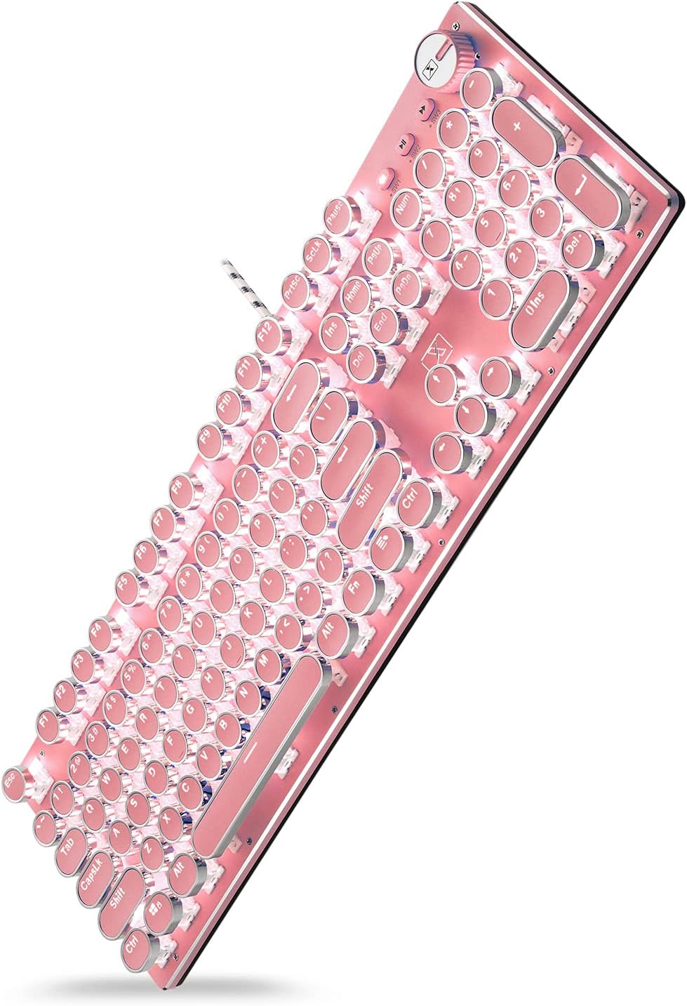 Pink Gaming Keyboard, Retro Punk Typewriter-Style, Cute&Professional ...