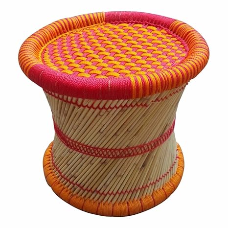 Virasat Furniture & Furnishing Single Cane Bar Bamboo Stool/Muddha For ...