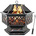 Amazon.com : F2C Hex-Shaped Fire Pit with Fire Picker for Garden 24 ...