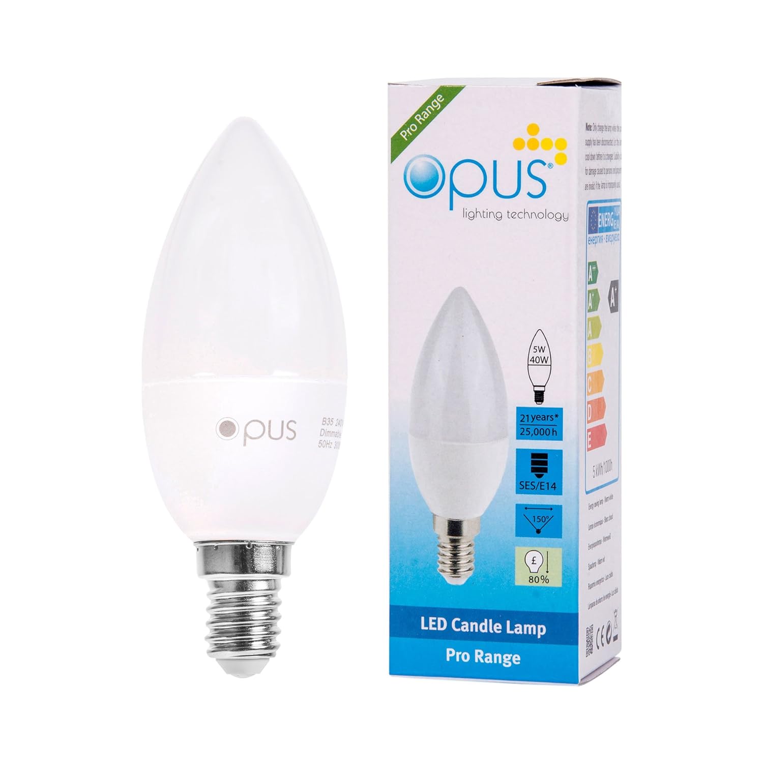 Light Bulbs 3 x Opus LED Candle Light Bulb 5 watt = 40 watt SES E14 ...