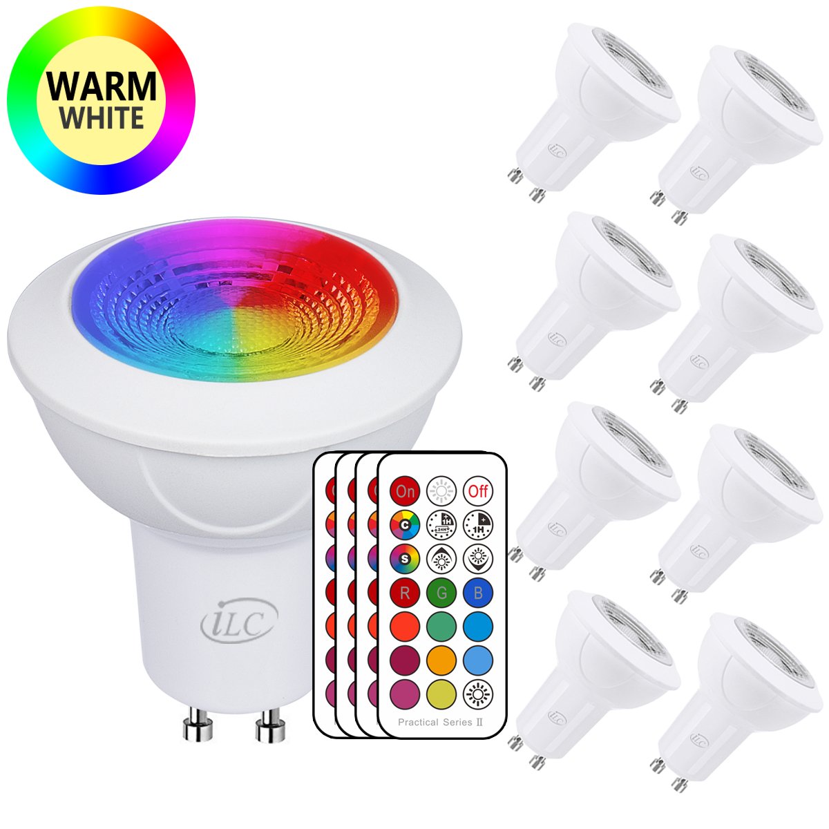 iLC LED Lampadine Faretto GU10 colorate Cambiare colore Lampadina RGB Bianco Dimmerabile Caldo ...