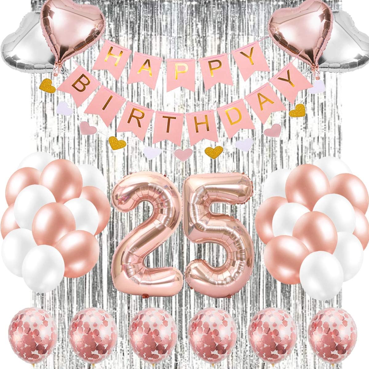 SZHUIHER 25th Birthday Decorations Banner Balloon Happy Birthday SZHUIHER 25th Birthday Decorations Banner Balloon Happy Birthday