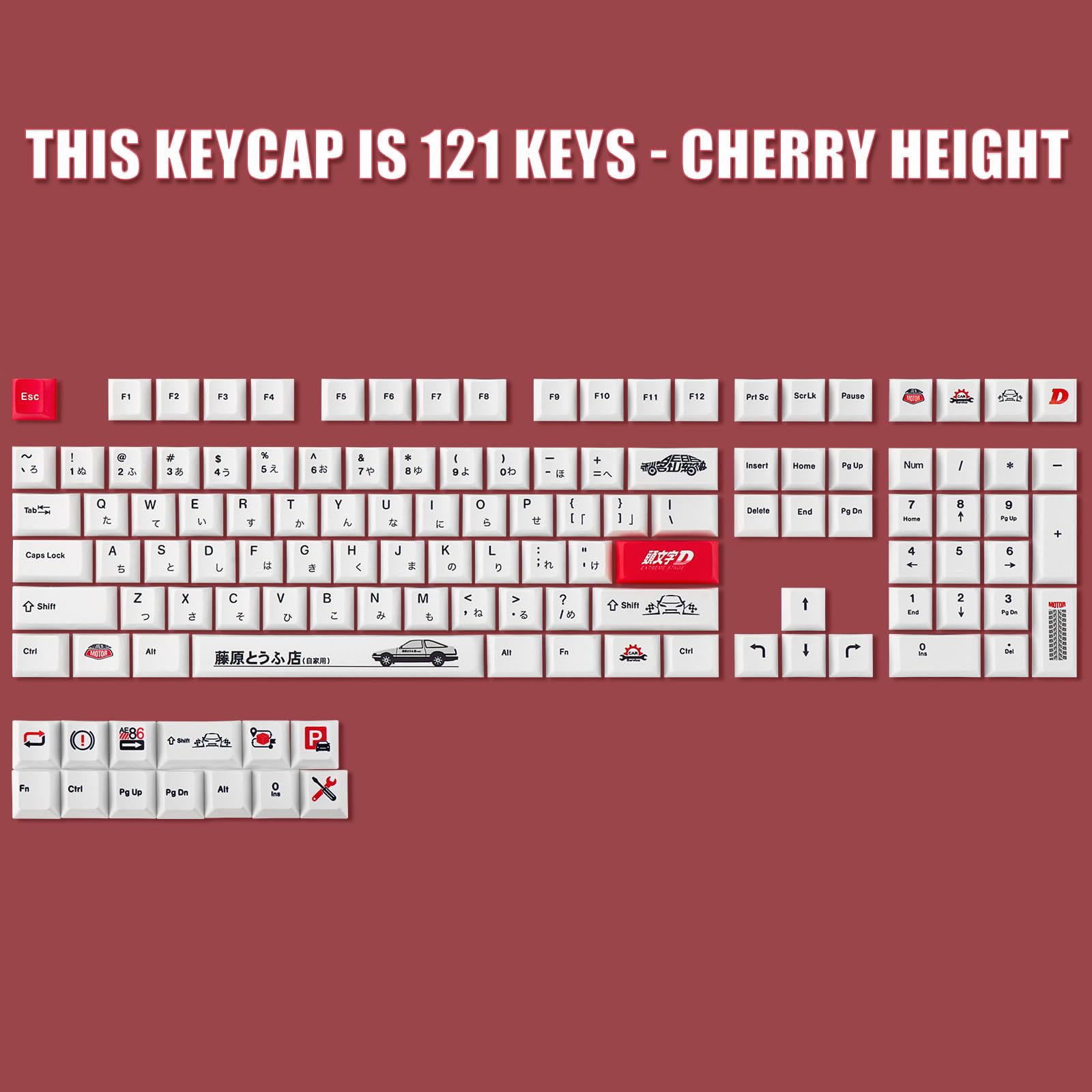 Mua YIMAGUJRX Initial D Keycaps - AE86 PBT Japanese Keycaps, 121 Keys ...