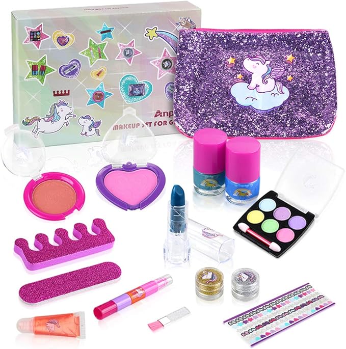 Anpro 15Stk Make-up-Set, Schminkset für Mädchen, waschbar Kosmetik ...