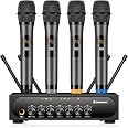 Amazon.com: Riworal Wireless Microphone System Karaoke 4 Channel UHF ...