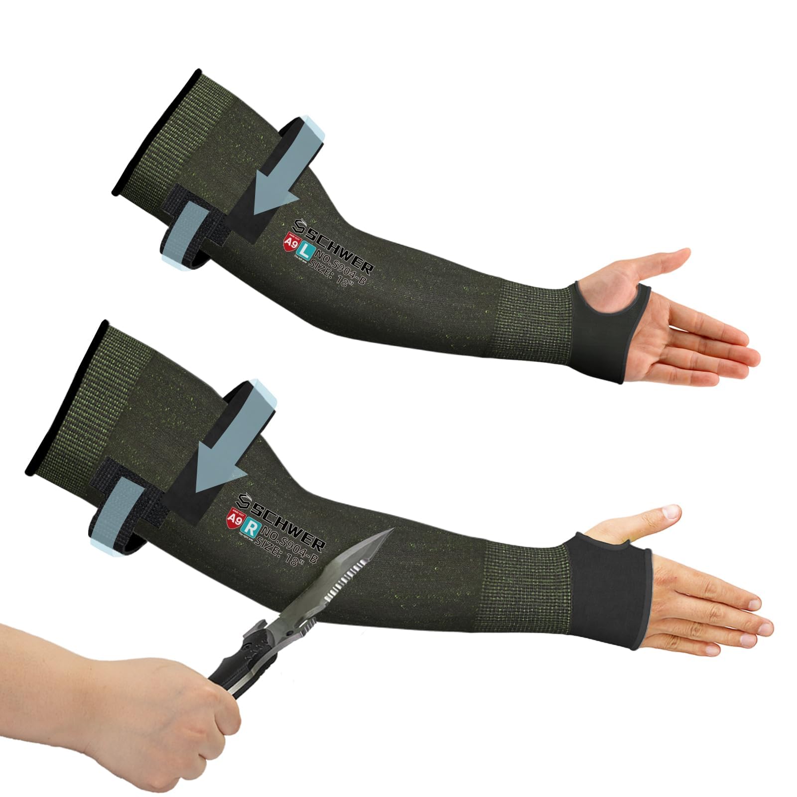 Schwer PRO-SKIN ANSI A9 Cut Resistant Arm Sleeves for Men & Women S904 ...