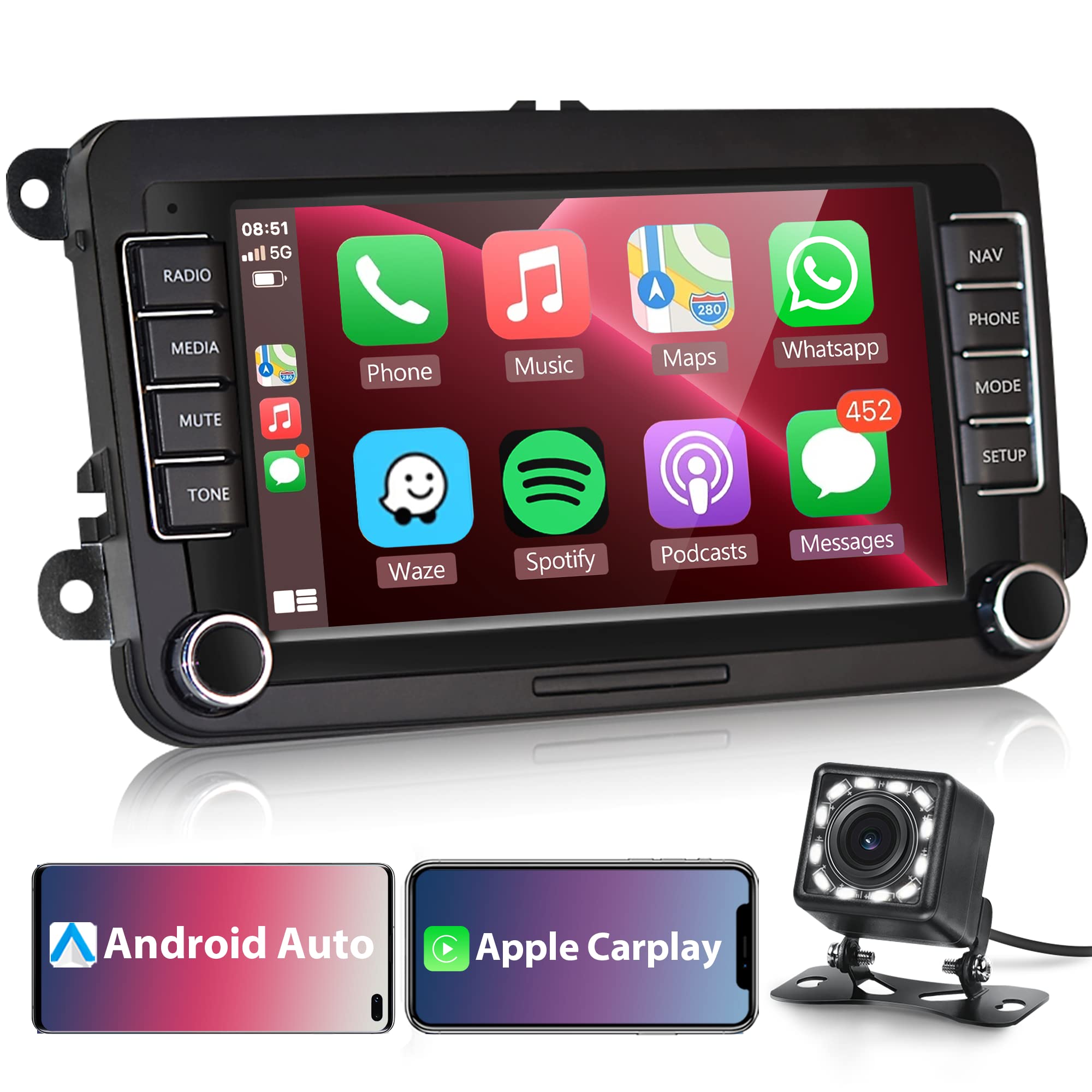 Mua Android Car Stereo for VW Polo Golf Caddy T5 Tiguan Skoda Seat, 7 ...
