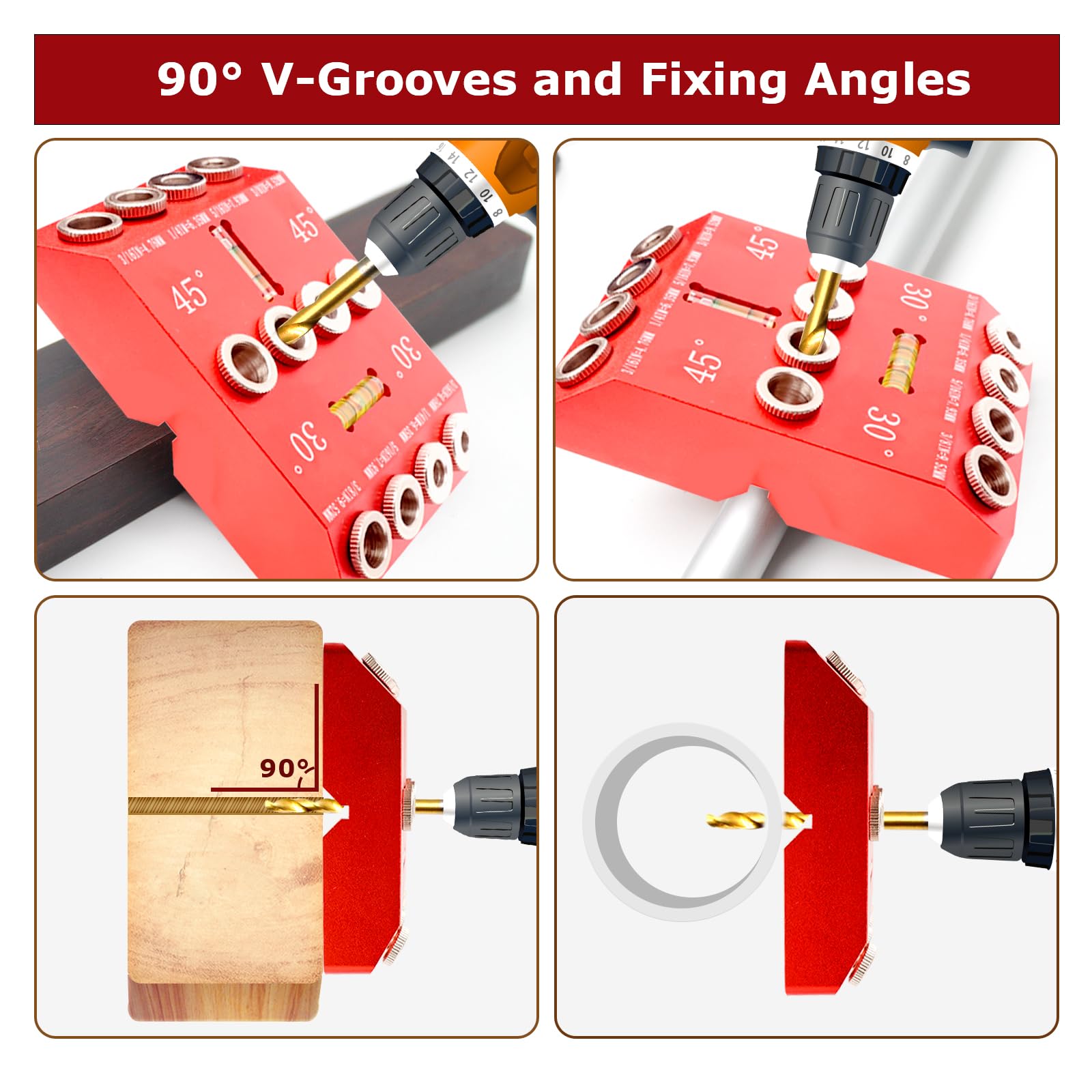 Mua DIRAEEN 30 45 90 Angle Drill Guide Jig with 4 Drill Bits-Portable ...