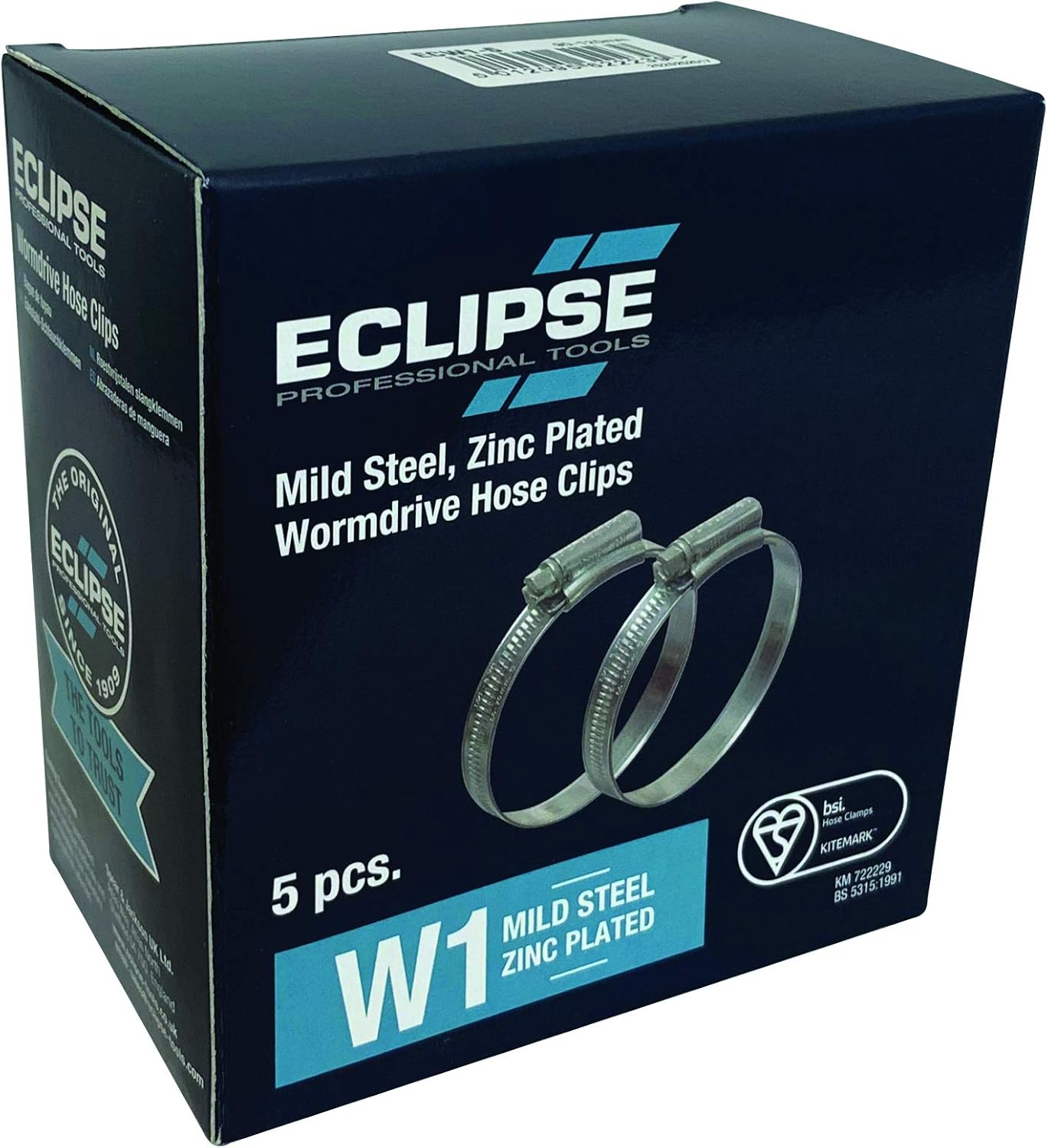Eclipse Professional Tools ECW1-4X Eclipse W1 Mild Steel Wormdrive Hose Clips 85-100 mm 5 Pack ...