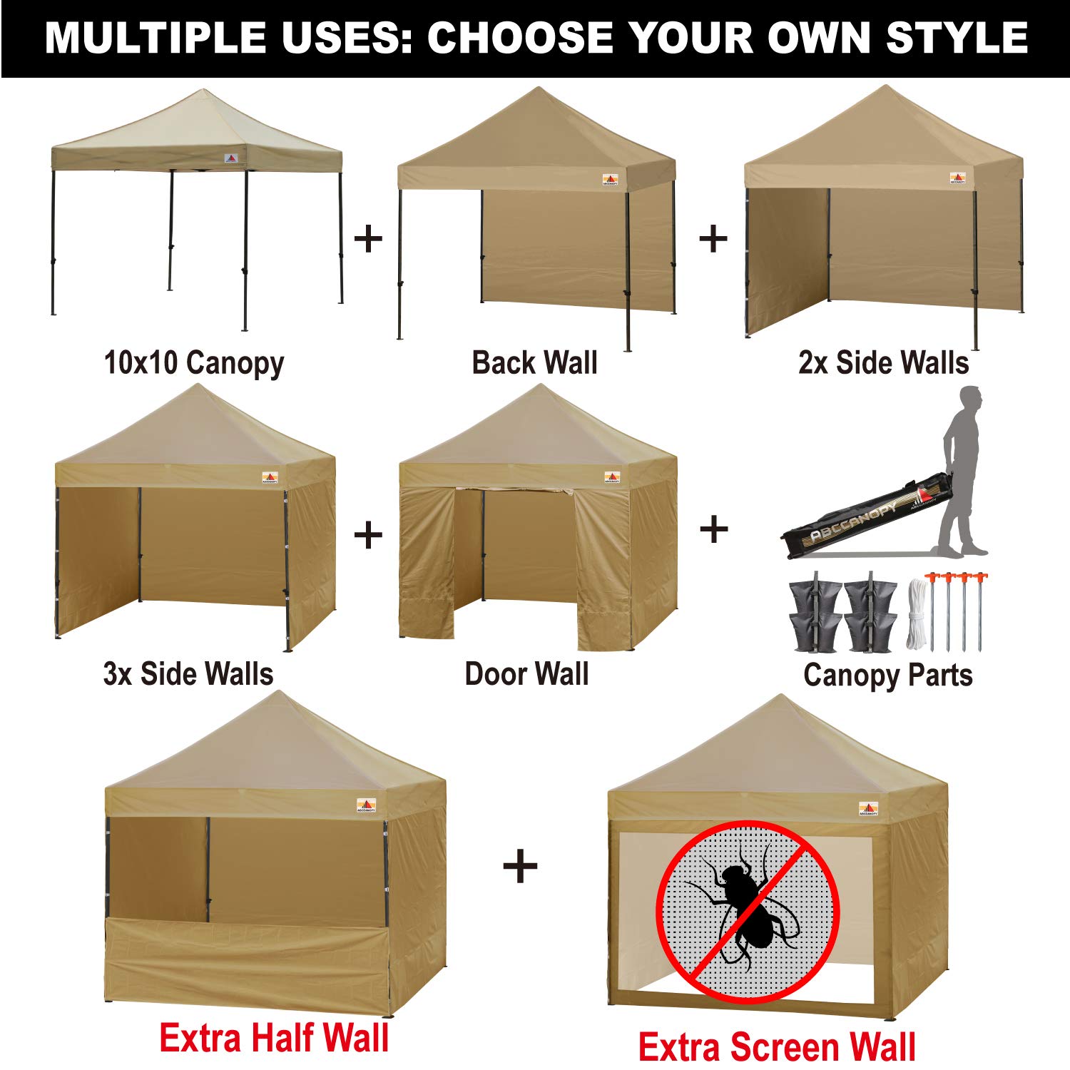 ABCCANOPY Canopy Tent Popup Canopy 10x10 Pop Up Canopies Commercial ...