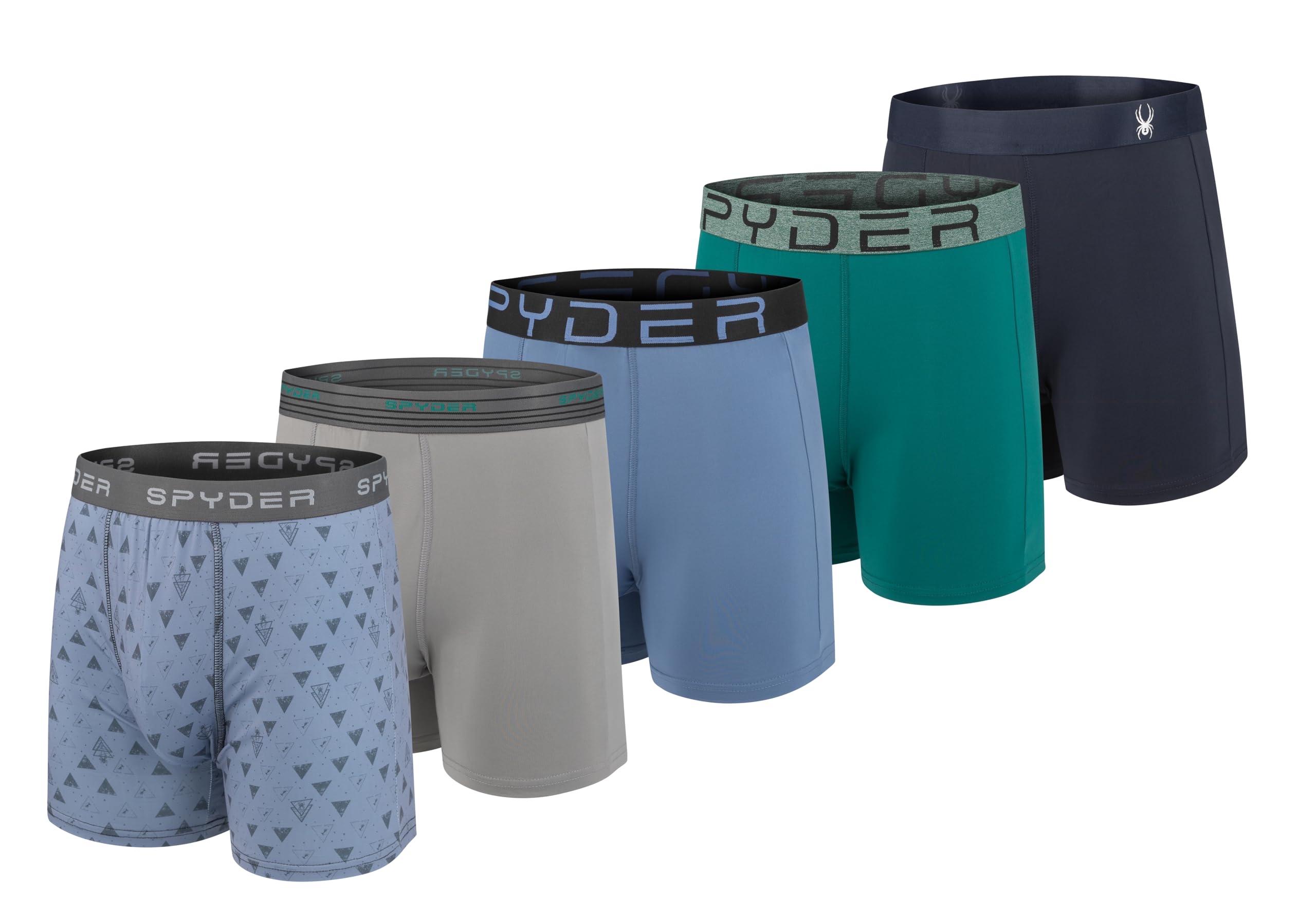 Spyder Mens Boxer Briefs 5 Pack Poly Spandex Performance Boxer Briefs ...