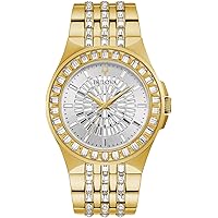 Amazon.com: Bulova Men's Crystals Stainless Steel 3-Hand Quartz Watch ...