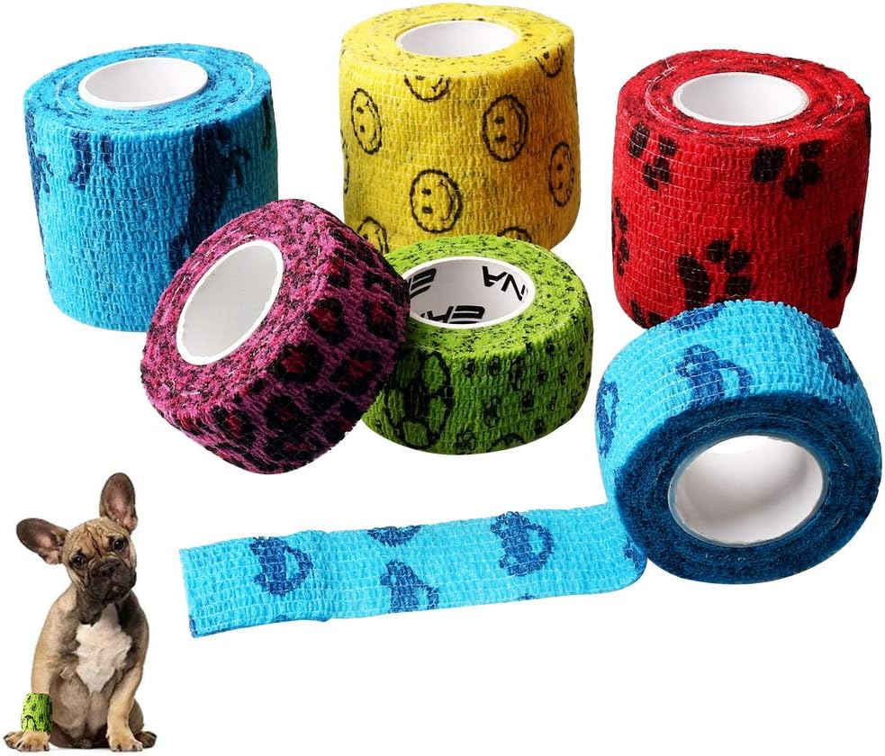 nuoshen 6 Rolls Pet Vet Wrap, Self Adhesive Wrap Bandage Pet Elastic ...