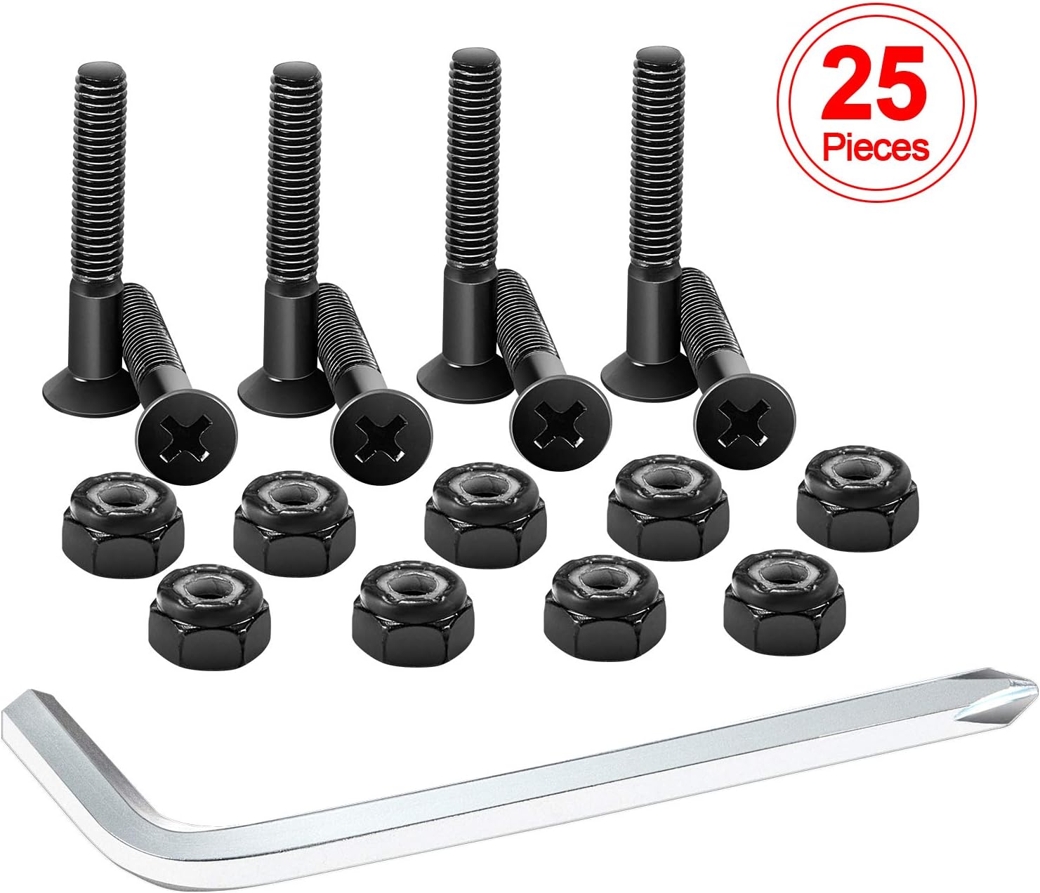 24 Pieces Skateboard Hardware Set Skate Bolts Parts Standard Cross ...