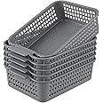 Amazon.com: Melontray Set of 6 Plastic Storage Baskets Tray, Gray ...