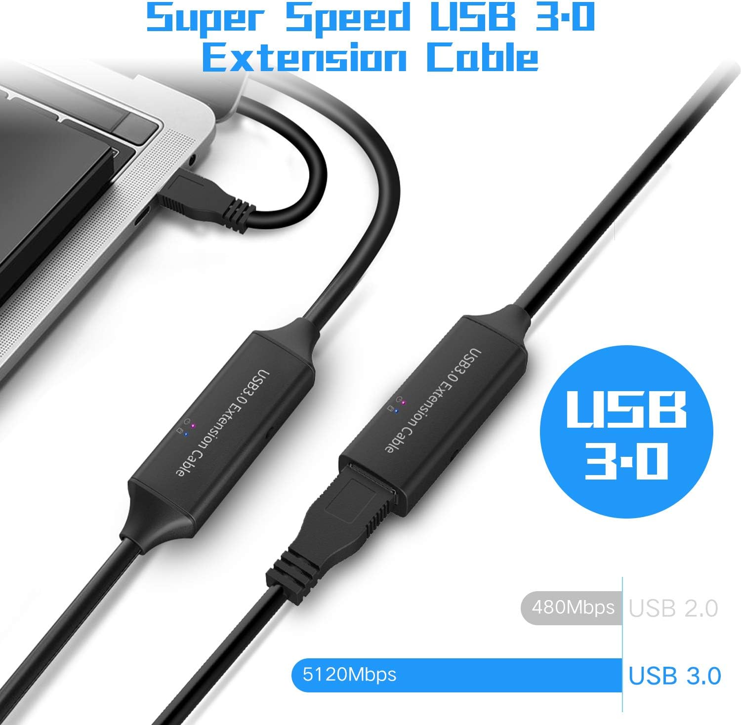USB 3.0 Extension Cable RSHTECH USB Active Extension Cable Male to ...