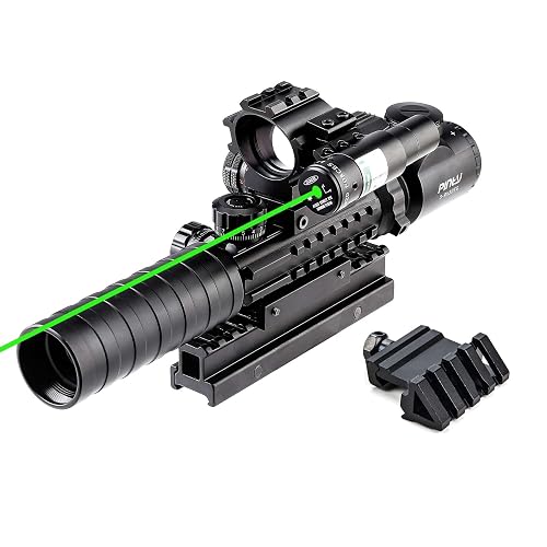 PINTY Rifle Optical Scope & Red Dot Combo with Red/Green Laser ...
