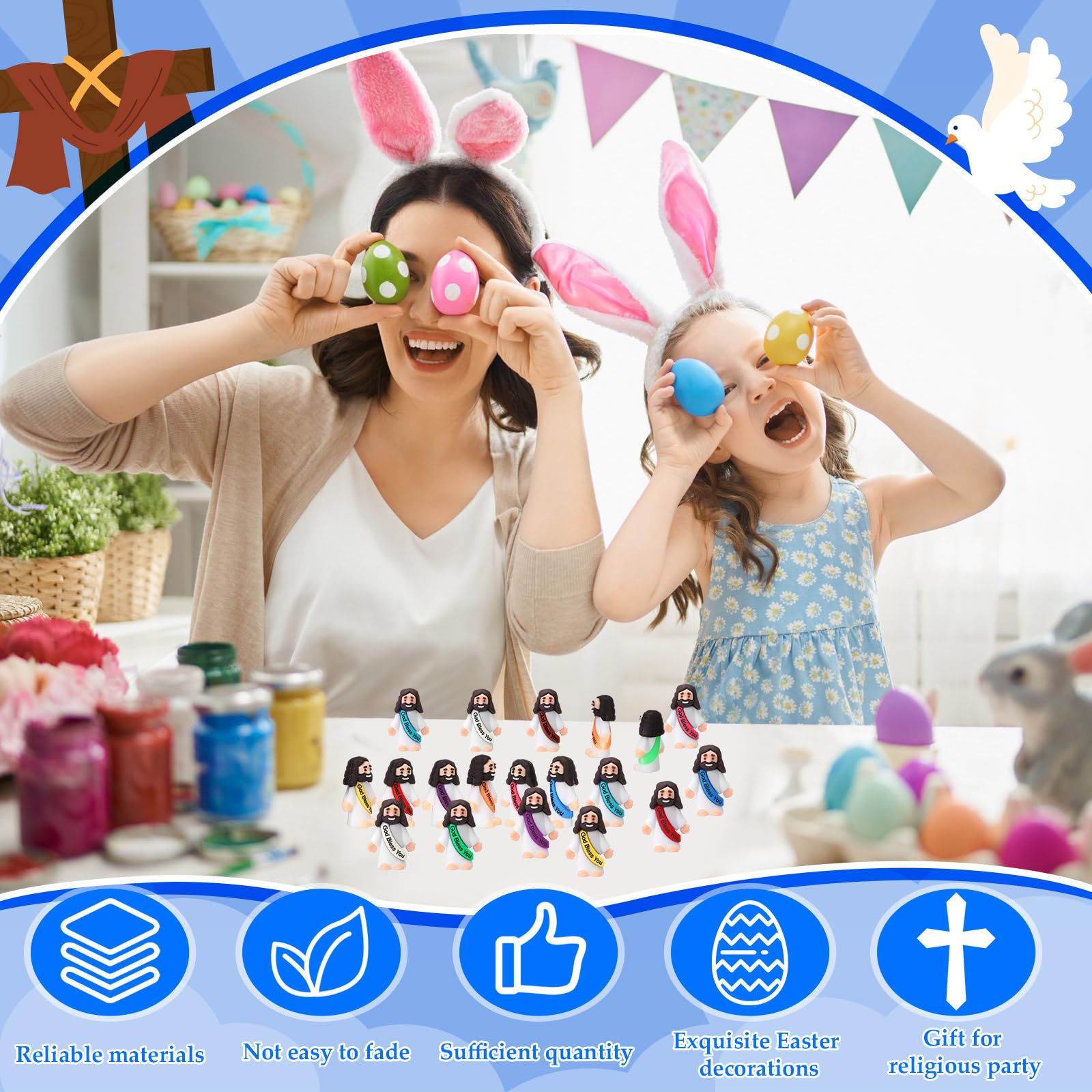 Mua Bememo 50 Pcs Small Jesus Figurines God Bless You Rubber Jesus Toys ...