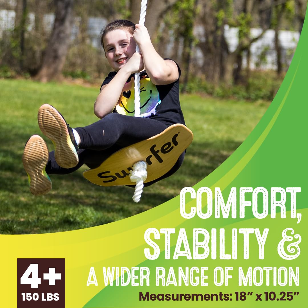 Mua Swurfer Swift - Maple Wood Disc Swing for Kids Ages 4 and Up, Holds ...