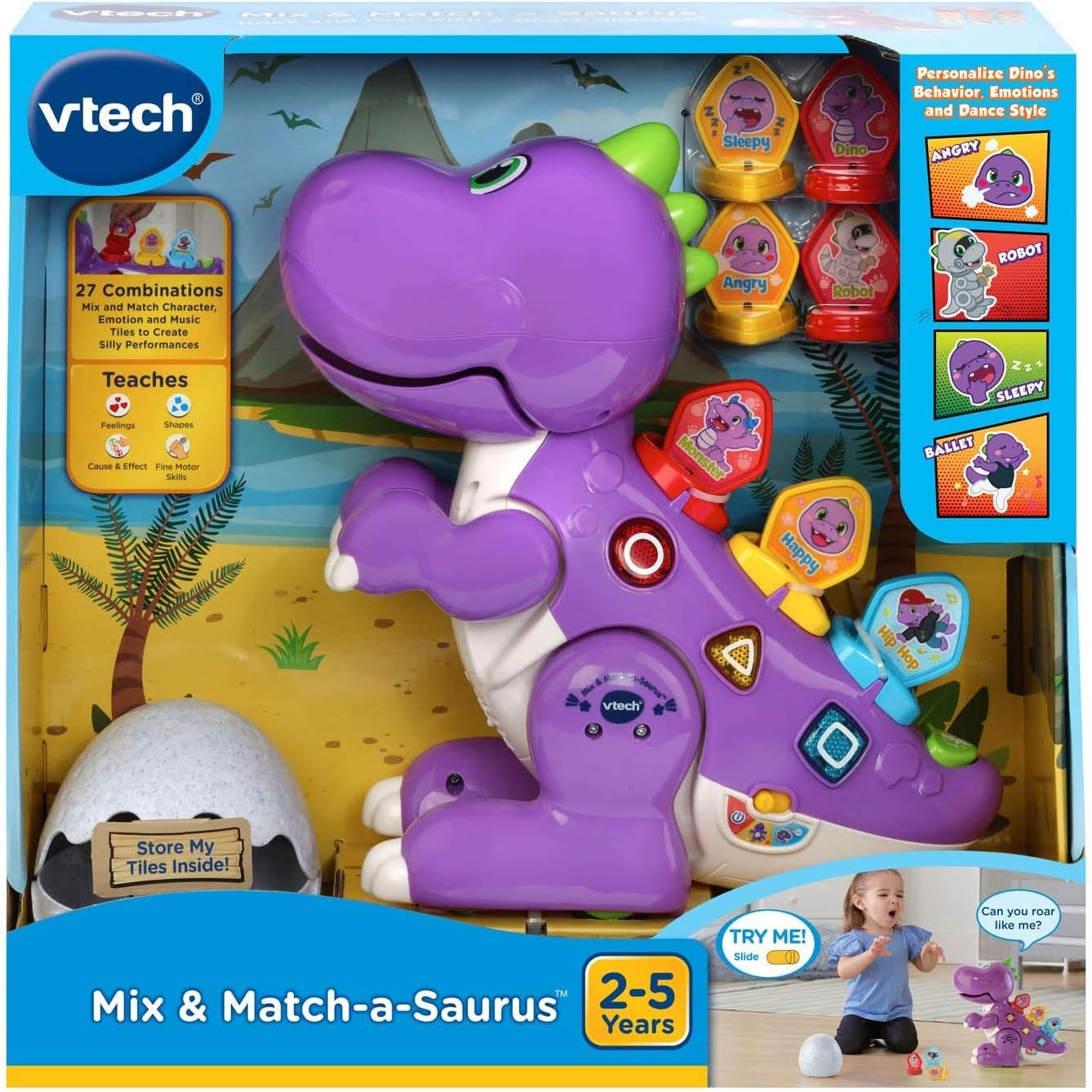 VTech Learn and Dance Dino Baby Interactive Toy, Educational Baby ...
