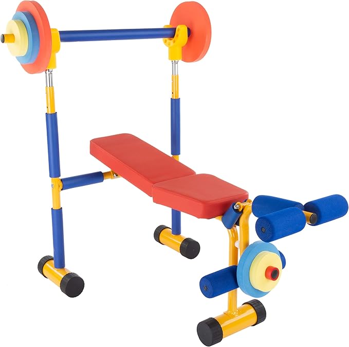 Amazon.com: Hey! Play! Toy Bench and Leg Press-Children's Play Workout ...