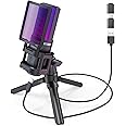 Amazon.com: ZealSound Gaming USB Microphone for PC,RGB Condenser Computer Mic with Tripod Stand ...