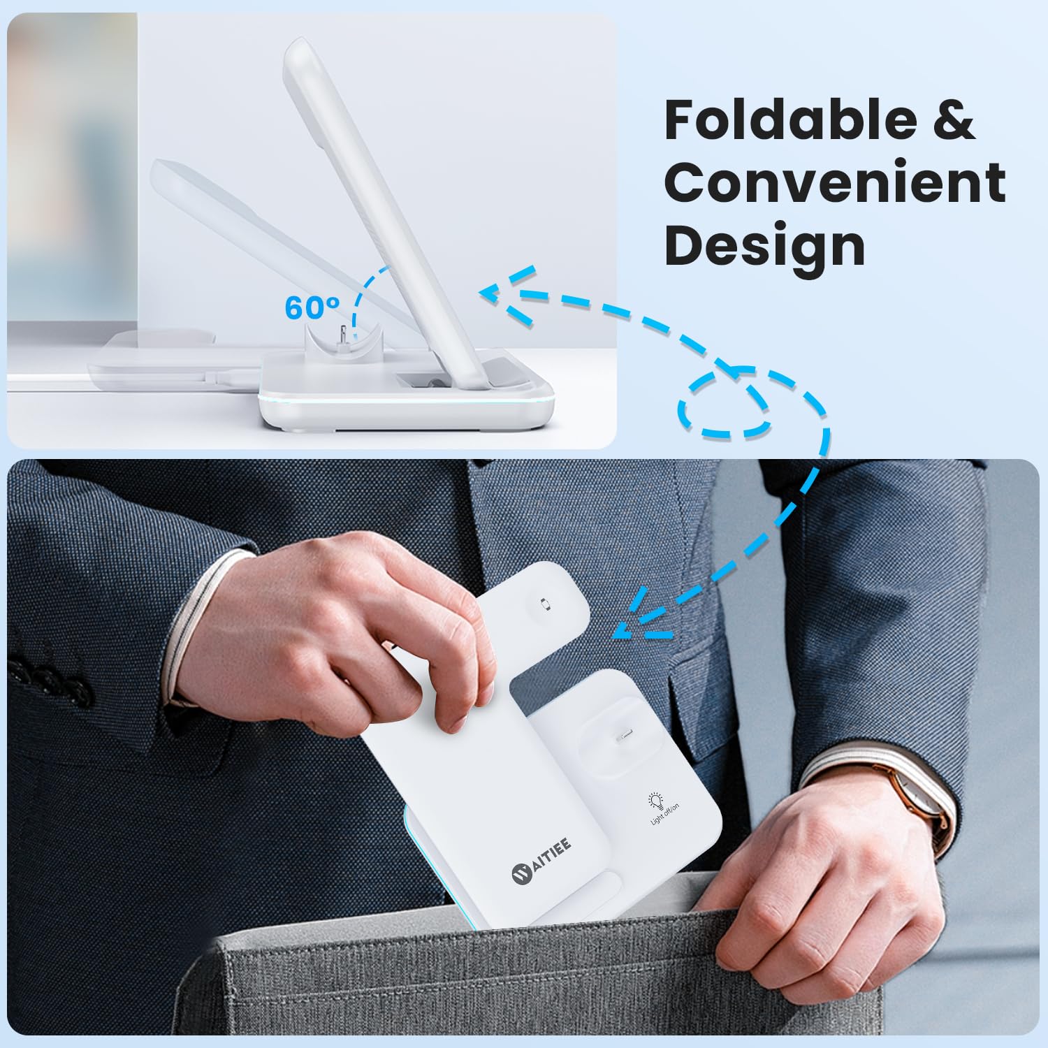 WAITIEE Wireless Charger 3 In 1, 15W Fast Charging Station For Apple ...