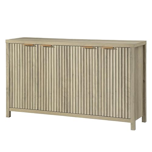 OAKHAM HOME Fluted Sideboard with Storage 4 Doors Buffet Cabinet Large ...