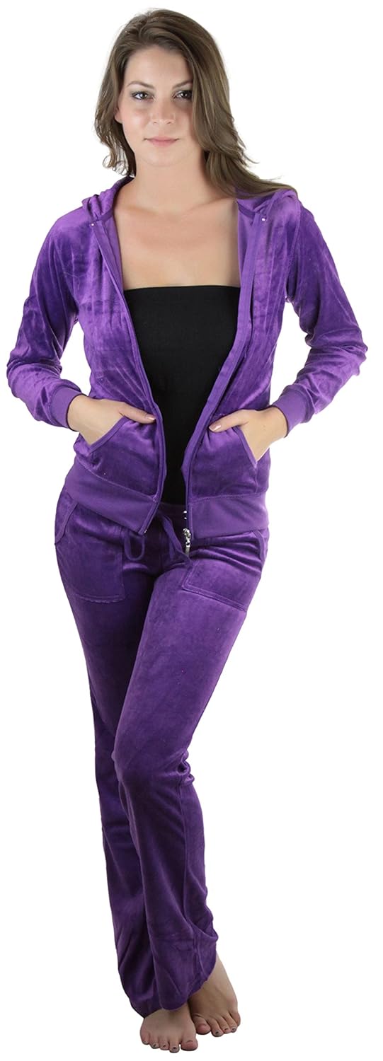 Buy ToBeInStyle Women's Velour Tracksuit Jacket and Matching Pants ...