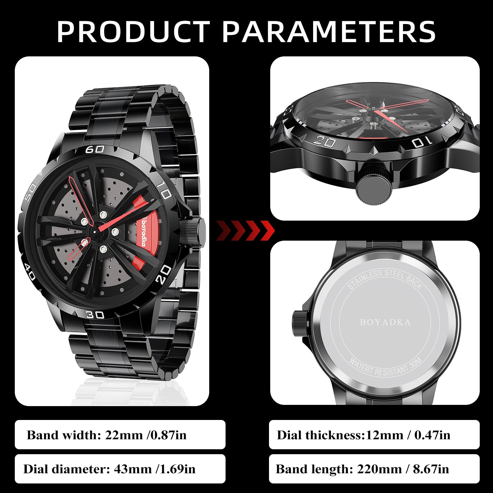 Mua ORARA Car Wheel Watches for Men, Spinning Car Wheel Watch with Japanese Quartz Movement ...