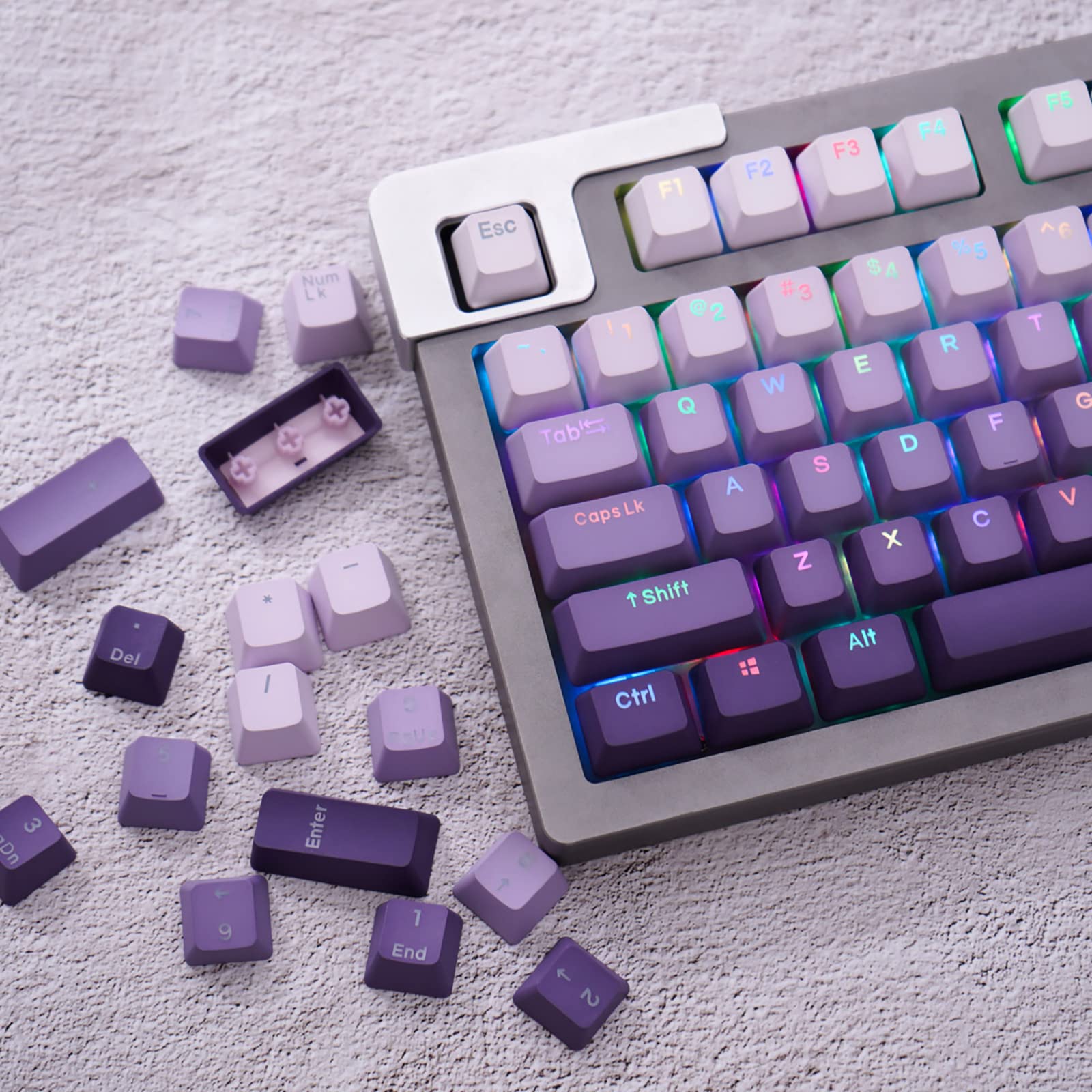 Mua 123 Keys PBT Doubleshot Shine Through Keycaps OEM Profile Purple ...