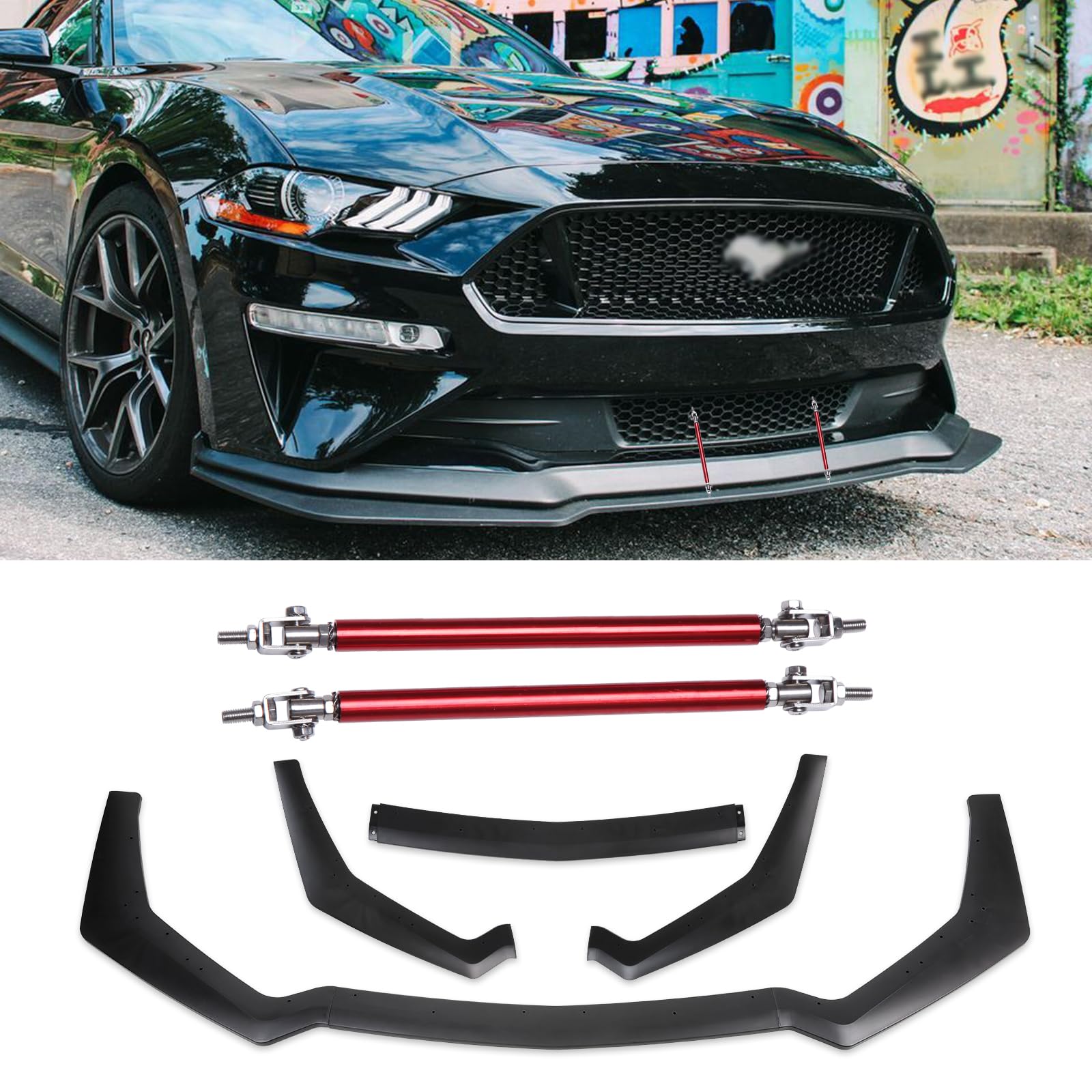 KEEPDSGN 3PCS Matte Black Front Bumper Lip Chin Spoiler Splitter ...