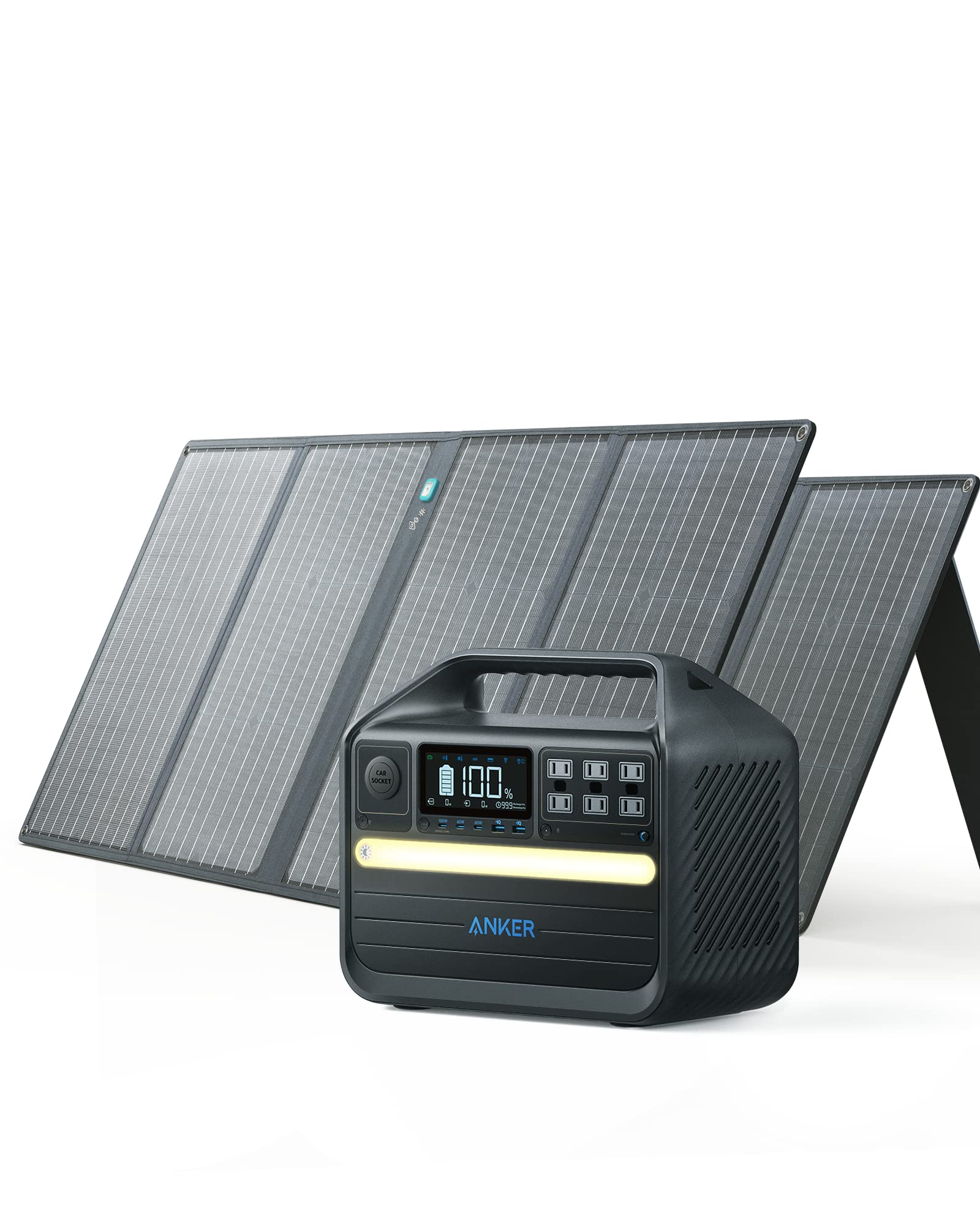 Anker 555 Solar Generator, Powerhouse 1024Wh with 2×100W Solar Panel ...