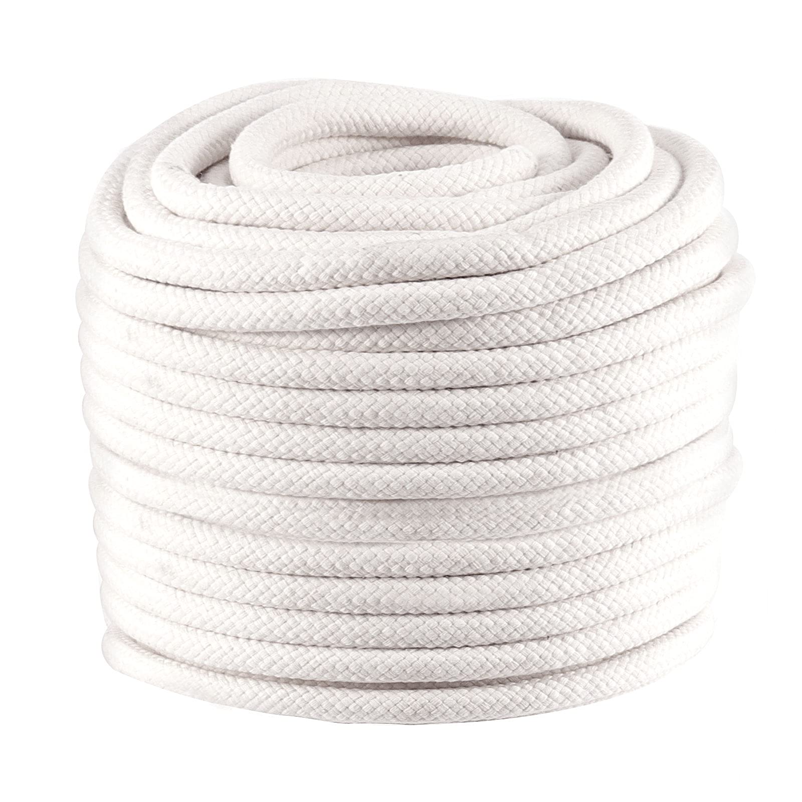 ZOENHOU 131 Feet 1/2 Inch White Braided Cotton Rope, Natural Durable ...