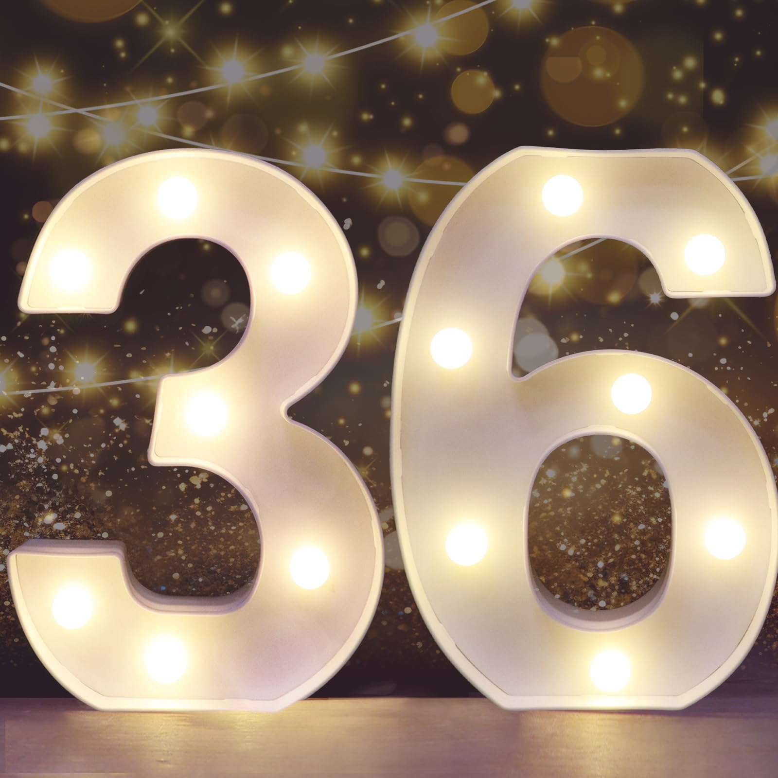 Pooqla 36th Birthday Decorations for Her Him, Light Up Number 36 for ...