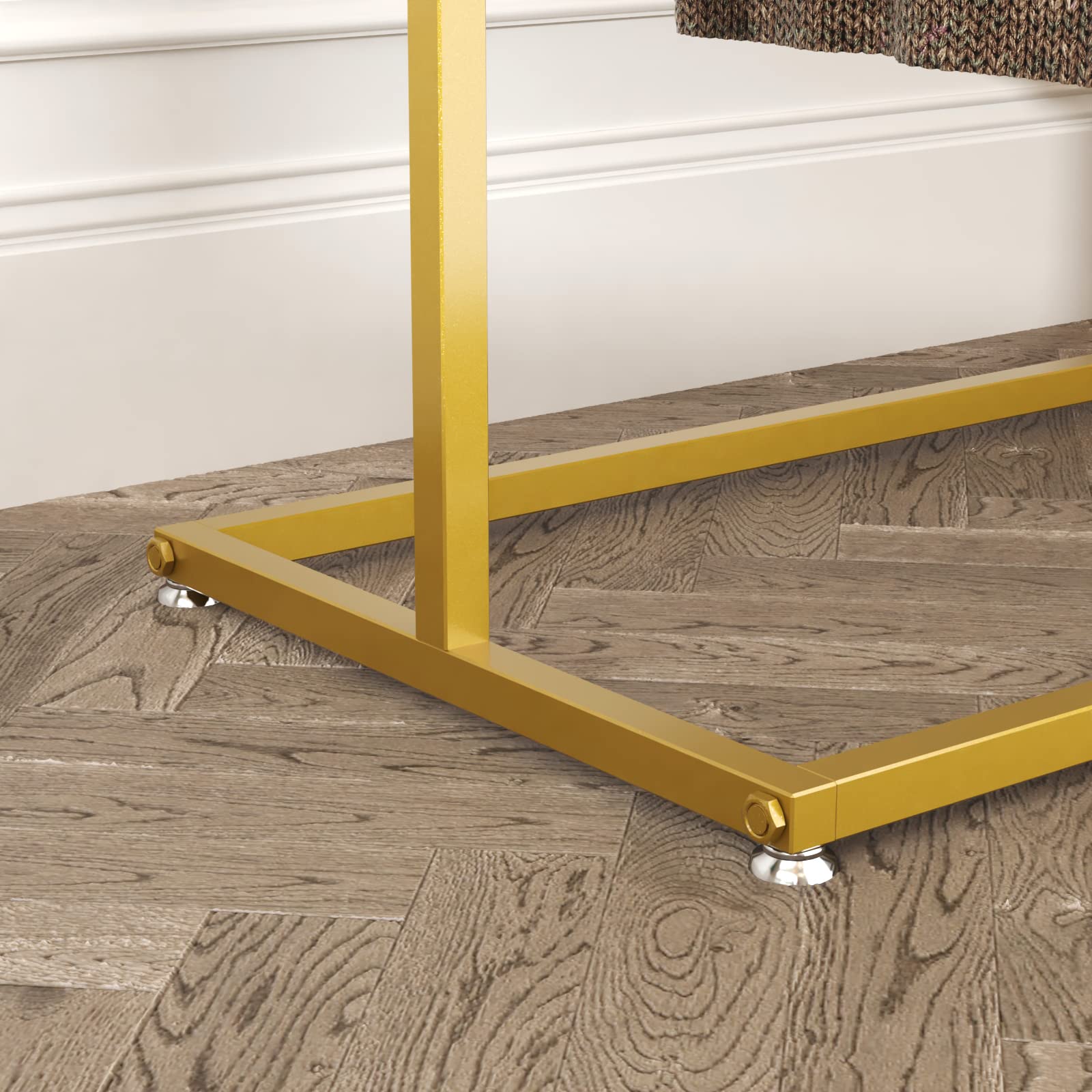 HOMEKAYT Gold Clothing Rack On Wheels 2 Tier Gold Hanging Rack Gold ...