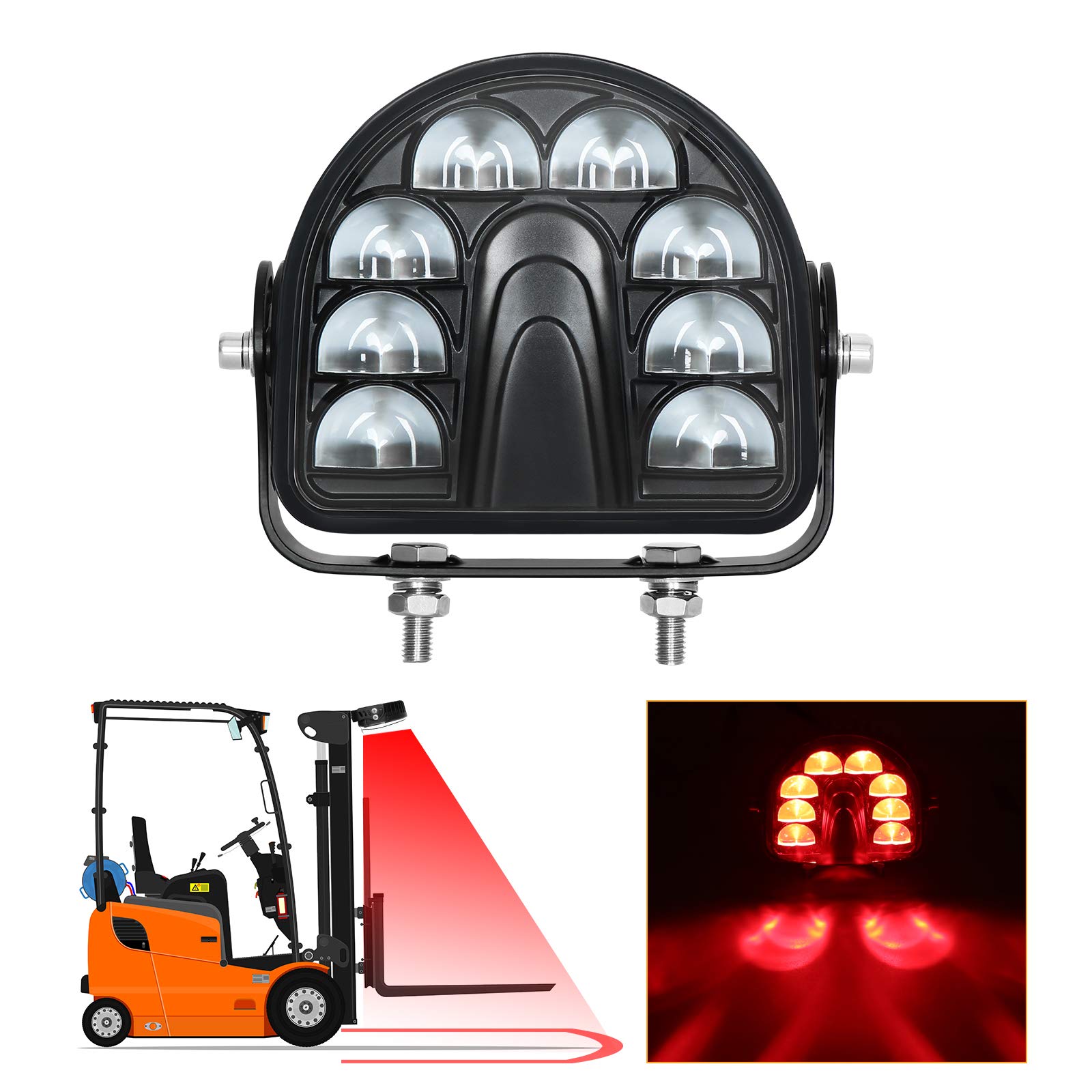 12V-80V Warning Spotlight LED Forklift Warning Light - 6W Red/Blue ...
