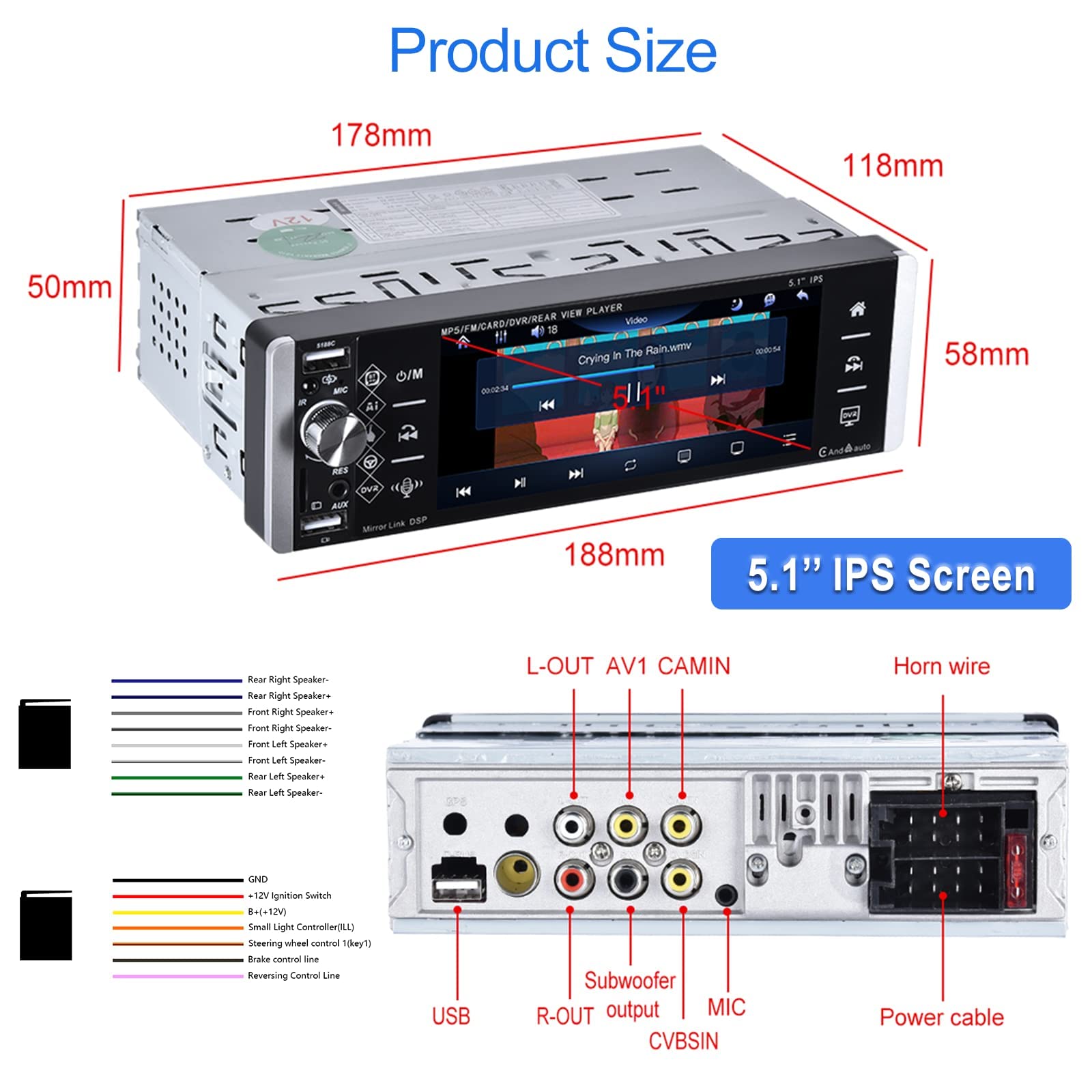 Mua Roinvou Single Din Car Stereo Radio with Carplay Android Auto 5.1 ...
