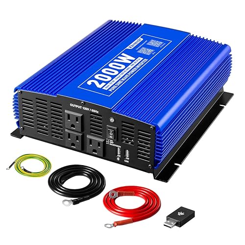 Kinverch 2000W Pure Sine Wave Inverter 12V DC to 110V AC Power Inverter ...